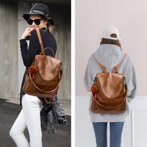 CHERUTY Women Backpack Purse PU Leather & Nylon Anti-theft Fashion Casual Shoulder Bag Lightweight Travel Ladies Satchel Bags