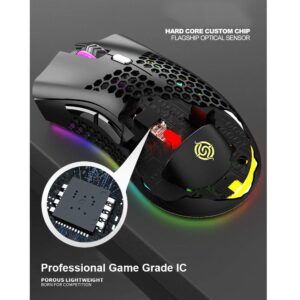 Lightweight Gaming Mouse,Rechargeable Wireless Gaming Mouse with USB Receiver RGB Backlight Computer Mouse for Laptop PC