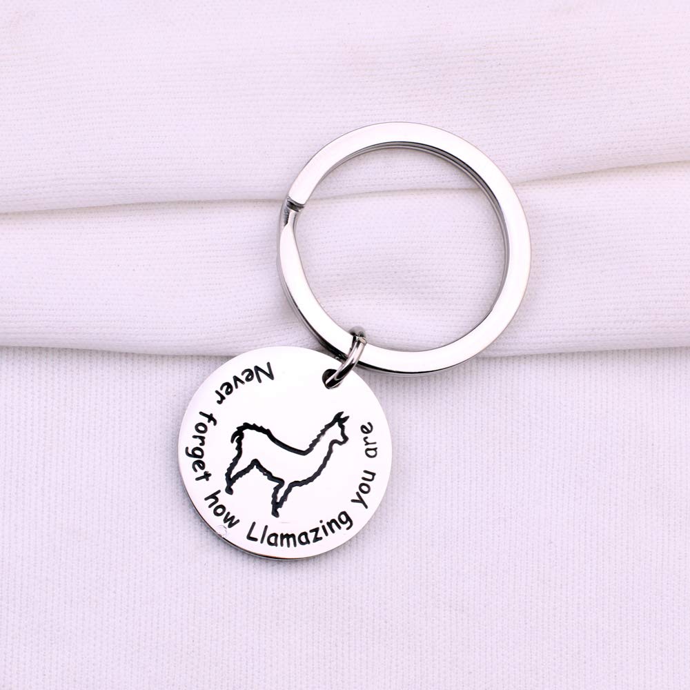 Llama Keychain Never Forget How Llamazing You are Keychain Alpaca jewelry Animal Lover Gift (Llama Keychain)