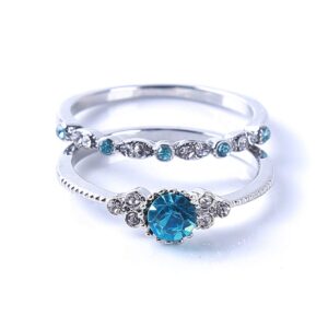 idiytip fashion women's charm rings diamond shiny zircon rings for birthday valentine's day(light blue size 9)