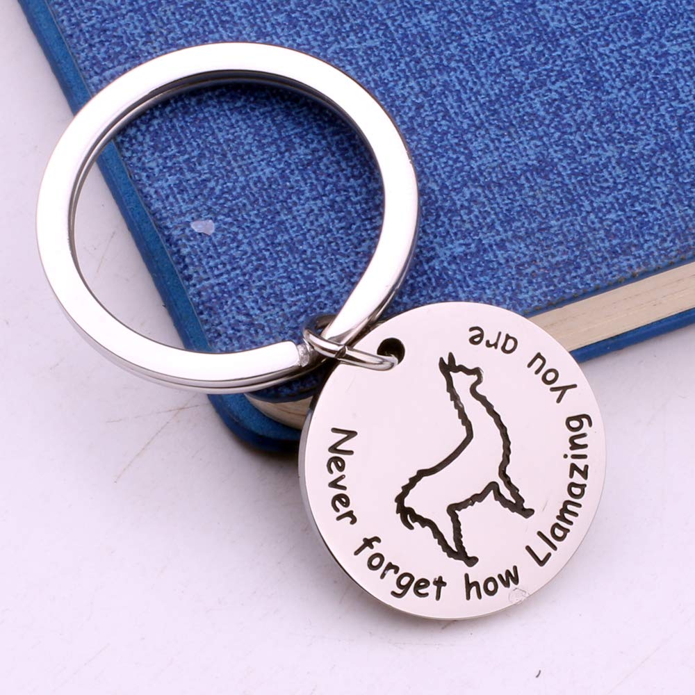 Llama Keychain Never Forget How Llamazing You are Keychain Alpaca jewelry Animal Lover Gift (Llama Keychain)