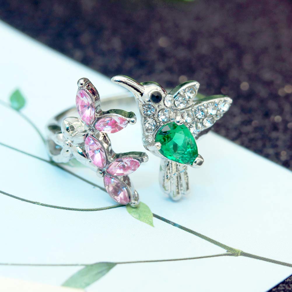 shiYsRL Exquisite Jewelry Ring Love Rings Elegant Cubic Zirconia Flower Bird Open Ring Women Party Wedding Jewelry Gift Wedding Band Best Gifts for Love with Valentine's Day - One Size