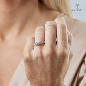 MAX + STONE 1 Carat Cubic Zirconia Engagement or Anniversary Eternity Three Stone Ring for Women in 10k White Gold (1.0 ct.tw) Size 7