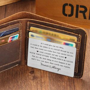 Engraved Wallet Card Inserts for Husband Boyfriend Him, Anniversary Metal Gifts, Mini Love Note for Wife Girlfriend Her, Romantic Valentines Christmas Presents