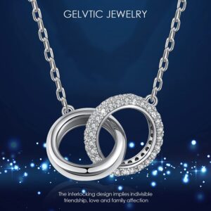 GELVTIC 925 Sterling Silver Necklaces for Women Fashion Dainty Pendant Necklace 18K White Rose Gold Plated Necklace CZ Jewelry Simple Trendy Rhinestone Necklaces Valentine Christmas Gift for Mother Mom Best Friend Bridesmaid,18” (07-Silver)