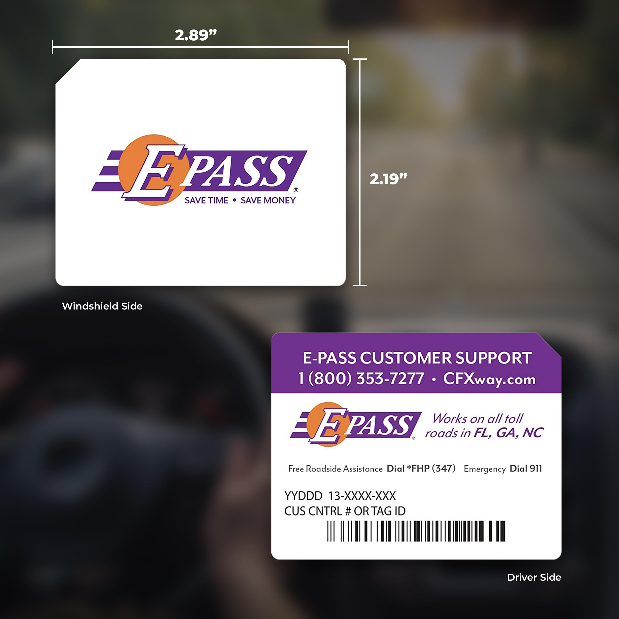 E-PASS Electronic Toll Sticker; Prepaid toll program, works on all roads in FL, GA, NC