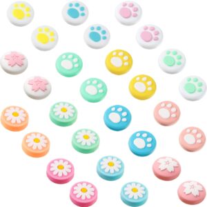 sumind 28 pcs thumb grip joystick caps, replacement cute cat paw flower shape, silicone joystick cover, colorful replacement thumb grip covers compatible with nintendo switch, switch lite controller