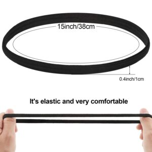 12 Pieces Thin Elastic Sports Headbands Skinny Athletic Hair Bands Yoga Head Band Sweatband for Exercise Yoga Workout Running Soccer, Black