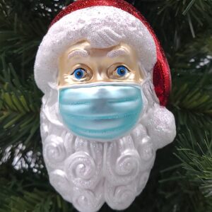 Old World Christmas Santa with Face Mask Blown Glass 2020 Unique Christmas Ornaments for Christmas Tree Decorations