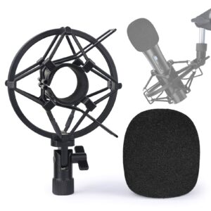 sunmon atr2100x-usb mic shock mount holder with foam windscreen for absorbe vibration and noise, pop filter suitable for atr2100x-usb, atr2100-usb dynamic microphone