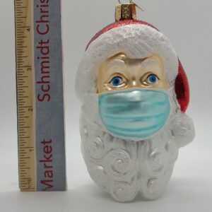 Old World Christmas Santa with Face Mask Blown Glass 2020 Unique Christmas Ornaments for Christmas Tree Decorations