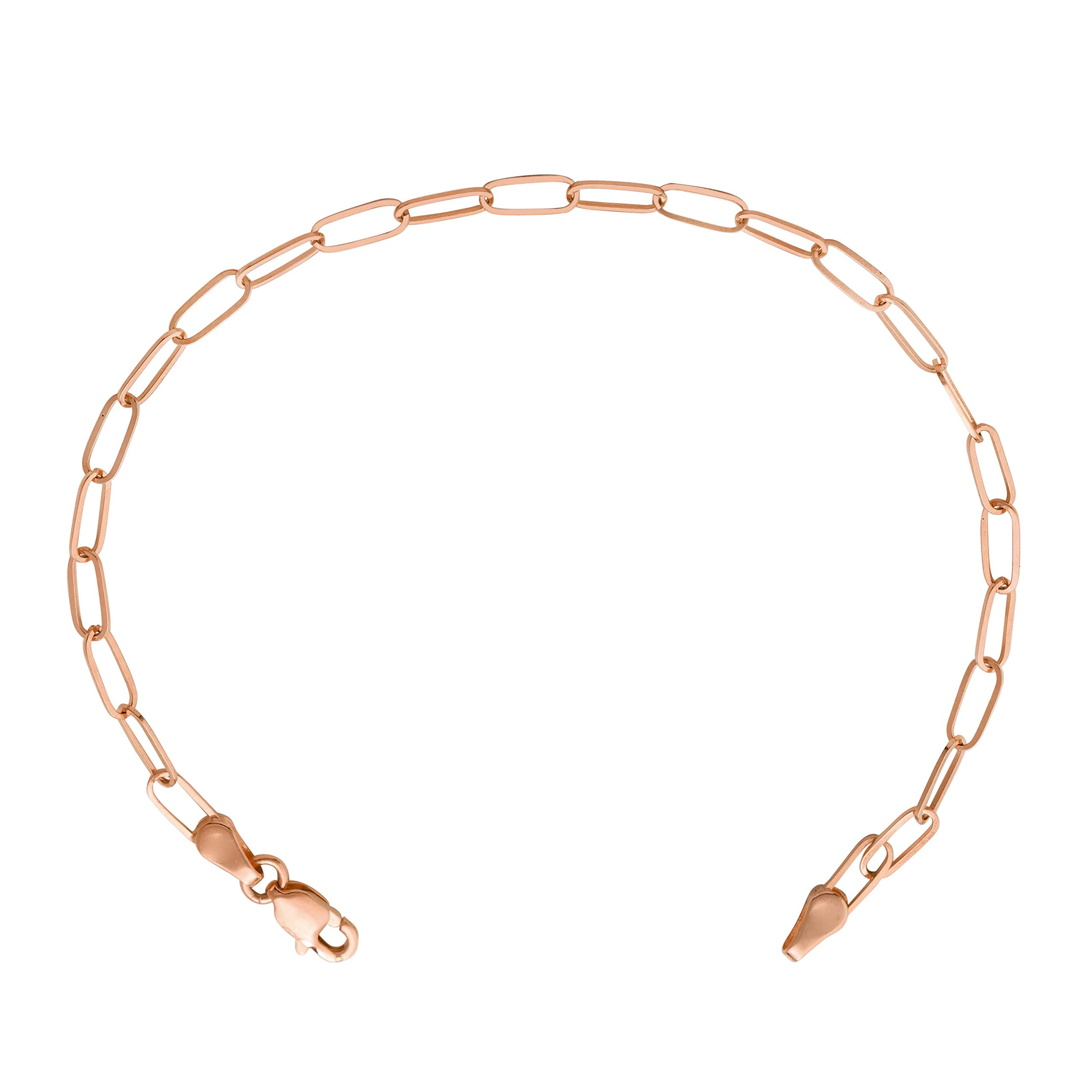 LoveBling 14k Rose Gold 3mm Paper Clip Link Bracelet (7.5")