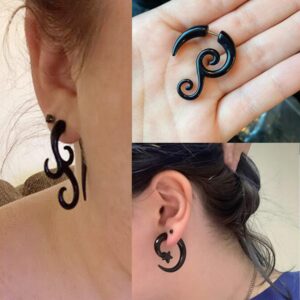 16g Graceful Tribal Spiral Fake Gauges Acrylic Ear Tapers Fake plugs Horn stud earrings (11 Pairs Mixed-styles)