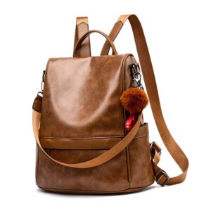 CHERUTY Women Backpack Purse PU Leather & Nylon Anti-theft Fashion Casual Shoulder Bag Lightweight Travel Ladies Satchel Bags