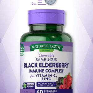 Black Elderberry Immune Complex | 60 Chewable Tablets | Plus Vitamin C & Zinc | Natural Mixed Berry Flavor | Vegetarian, Non-GMO, and Gluten Free Formula | By Nature's Truth