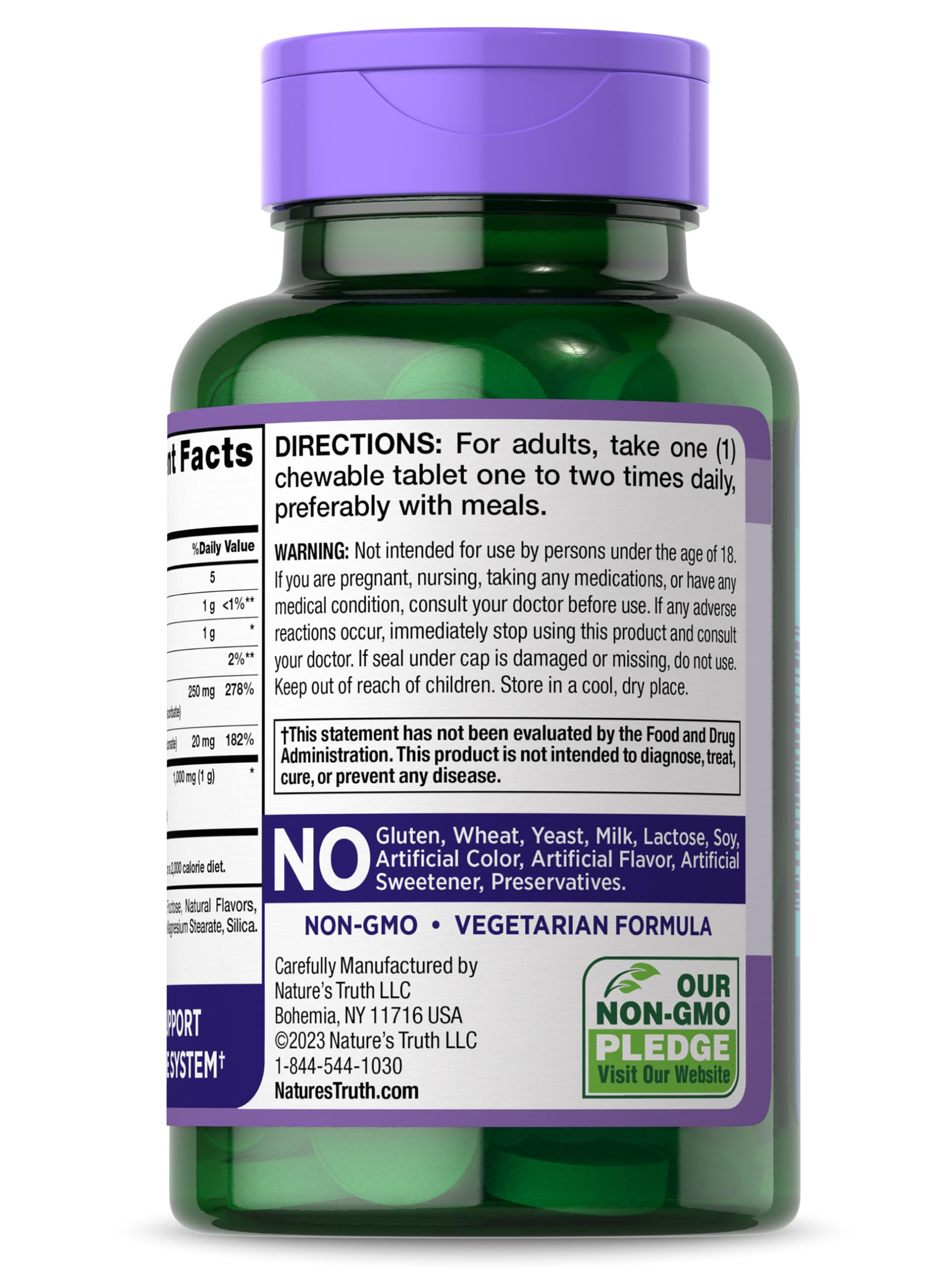 Black Elderberry Immune Complex | 60 Chewable Tablets | Plus Vitamin C & Zinc | Natural Mixed Berry Flavor | Vegetarian, Non-GMO, and Gluten Free Formula | By Nature's Truth