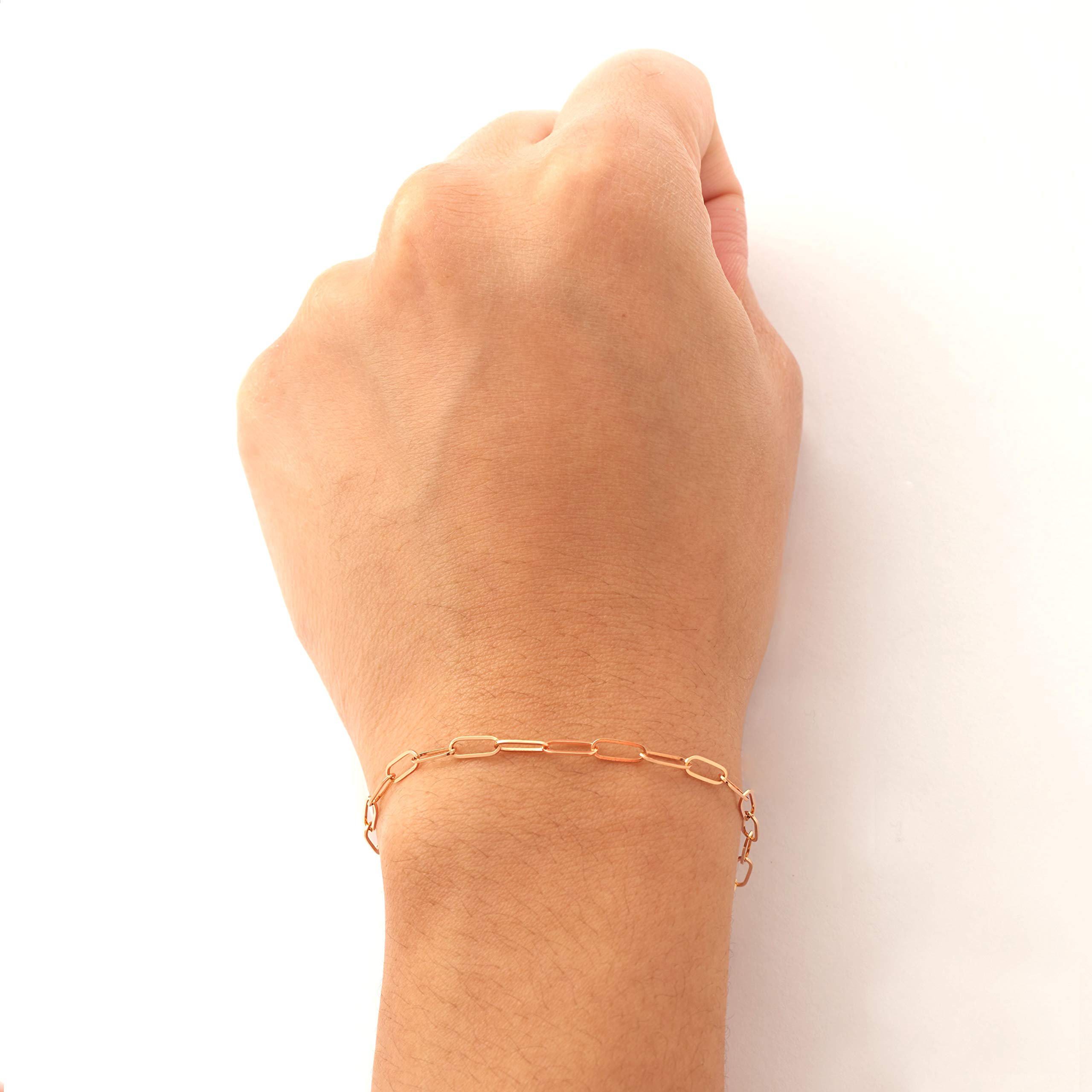 LoveBling 14k Rose Gold 3mm Paper Clip Link Bracelet (7.5")