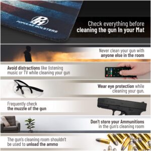 Gun Cleaning Mat for All Guns by PH - Gun Mat Measures 11"x17"x 0.3 mm - Oil and Solvent Resistant Padded Non-Slip - Compatible with Small to Large Pistols - Workbench Mat for Firearm (Flag+2ndAmnd)