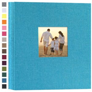 potricher linen hardcover photo album 4x6 600 photos large capacity for family wedding anniversary baby vacation (blue, 600 pockets)