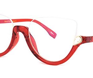 Zeelool Stylish Semi-rimless Cat Eye Glasses Frame for Women with Non-prescription Clear Lens Felicia VHP0189-10 Red