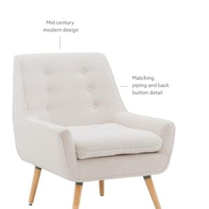 Linon Ivory Sherpa Accent Reid Chair, White