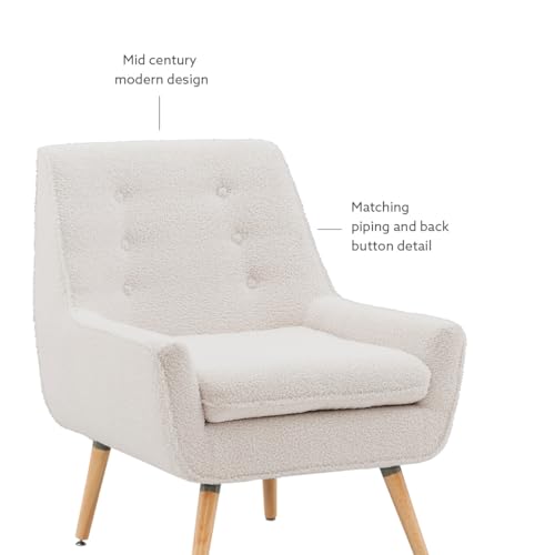 Linon Ivory Sherpa Accent Reid Chair, White