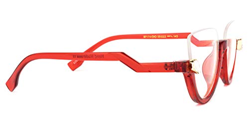 Zeelool Stylish Semi-rimless Cat Eye Glasses Frame for Women with Non-prescription Clear Lens Felicia VHP0189-10 Red