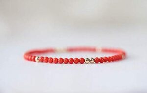 world wide gems jewelry authentic italian coral | mediterranean sea red coral 3mm | genuine red coral 3mm | beaded red coral bracelet | natural coral