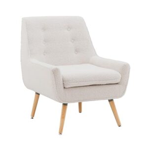 linon ivory sherpa accent reid chair, white