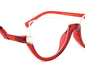 Zeelool Stylish Semi-rimless Cat Eye Glasses Frame for Women with Non-prescription Clear Lens Felicia VHP0189-10 Red