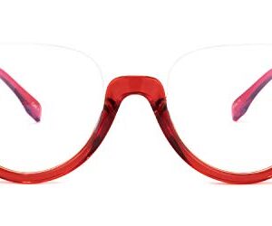 Zeelool Stylish Semi-rimless Cat Eye Glasses Frame for Women with Non-prescription Clear Lens Felicia VHP0189-10 Red