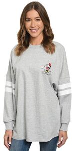 disney womens long sleeve jersey oversized minnie mouse (heather grey, large)