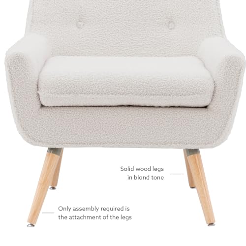 Linon Ivory Sherpa Accent Reid Chair, White