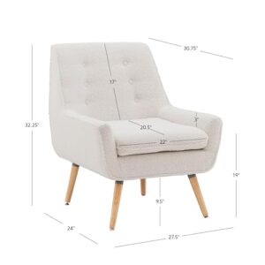 Linon Ivory Sherpa Accent Reid Chair, White