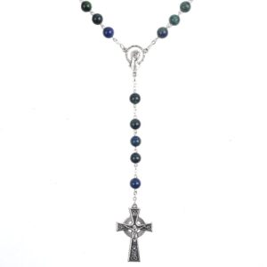 Woodington's Irish Celtic Catholic Christian Lapis Green 8mm Stone Rosary Beads