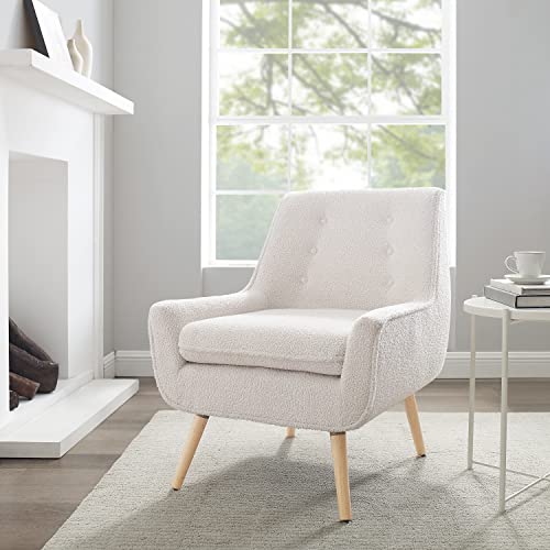 Linon Ivory Sherpa Accent Reid Chair, White