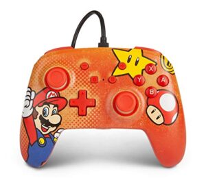 powera enhanced wired controller for nintendo switch - mario vintage, gamepad, wired video game controller, gaming controller - nintendo switch