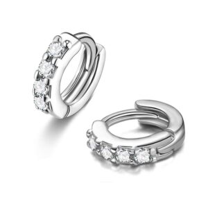 5mm huggie earrings 925 sterling silver cubic zirconia tiny hoop earrings cute mini forward helix cartilage earring hoop for women