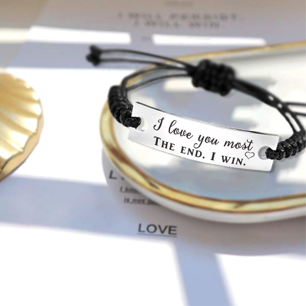 SOUSYOKYO 2pcs Couple Love Bracelet, I Love You Most More The End I Win Matching Girlfriend and Girlfriend Stuff Cool Meaningful Gifts