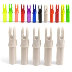 zshjgjr 50 pack archery arrow nock id 6.2mm/.244" plastic insert arrow nocks tail for diy hunting shooting arrows (white)