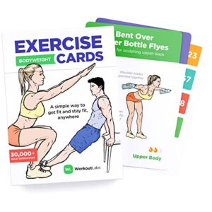 workoutlabs exercise cards: bodyweight – premium home & gym workout flash cards deck for women and men with 60 exercises and 12 no equipment routines · waterproof plastic fitness flashcards