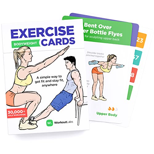 WorkoutLabs Exercise Cards: Bodyweight – Premium Home & Gym Workout Flash Cards Deck for Women and Men with 60 Exercises and 12 No Equipment Routines · Waterproof Plastic Fitness Flashcards