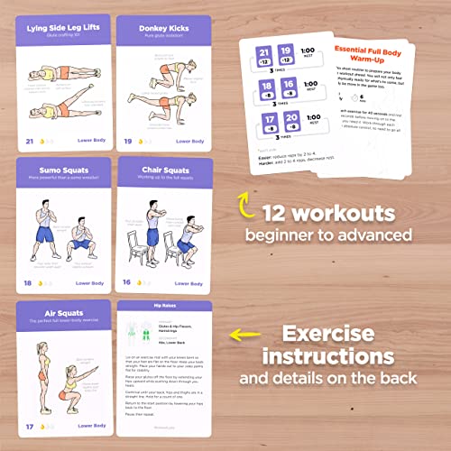 WorkoutLabs Exercise Cards: Bodyweight – Premium Home & Gym Workout Flash Cards Deck for Women and Men with 60 Exercises and 12 No Equipment Routines · Waterproof Plastic Fitness Flashcards