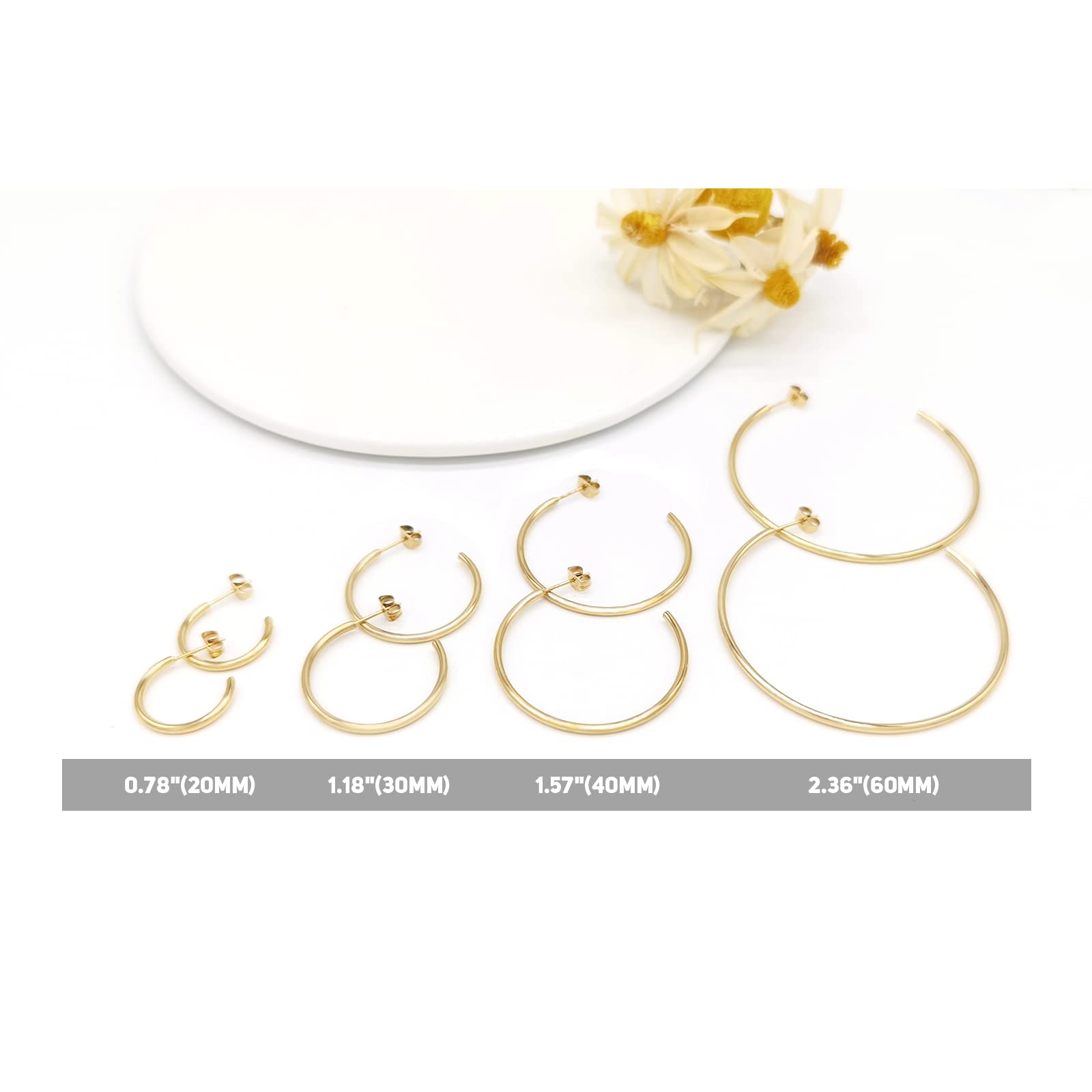 Large Gold Hoop Earrings for Women - Plated Gold 40mm Lightweight Thin Hoop Earrings (Gold, 40)