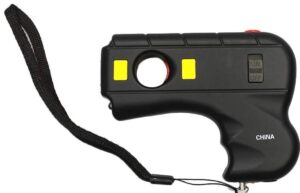 dev multicolored gun stun gun with led light rechargeable safety disable pin (black sh 13292)