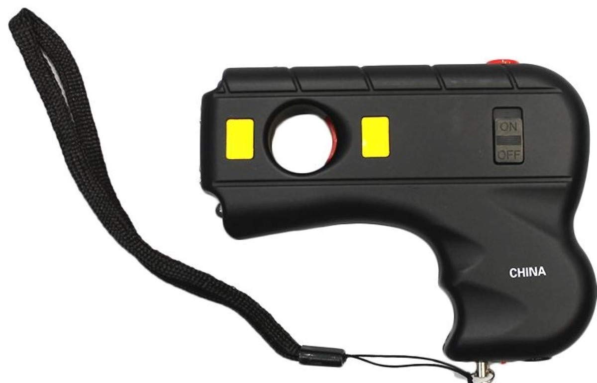 Dev Multicolored Gun Stun Gun with Led Light Rechargeable Safety Disable Pin (Black SH 13292)