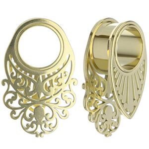 gold 2g 6mm 316l surgical steel ear weights saddle hanger spreader gauges piercing tunnels plugs stretching kit