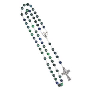 Woodington's Irish Celtic Catholic Christian Lapis Green 8mm Stone Rosary Beads