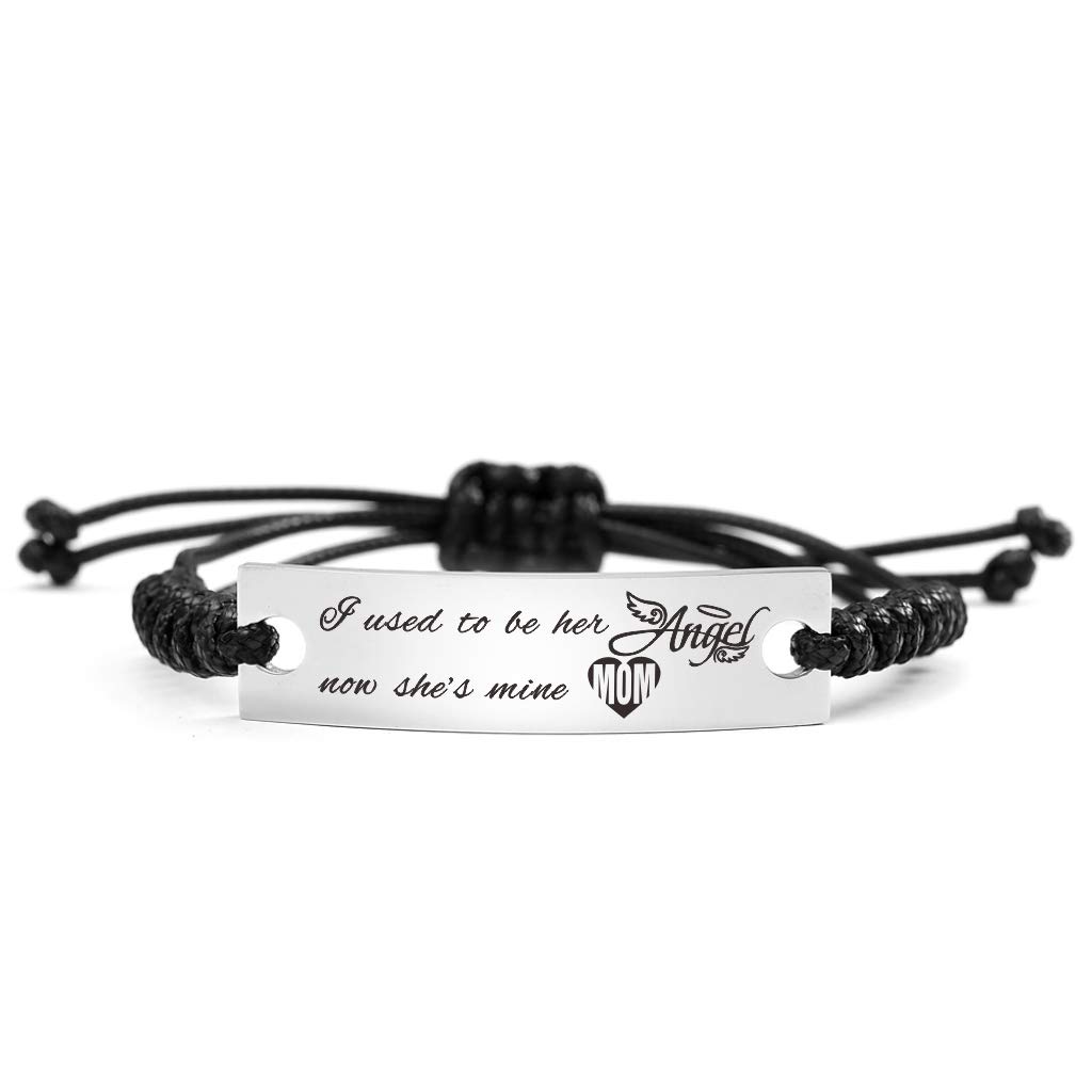 Sympathy Gifts for Loss Of Mom, Memorial Gifts for Loss of Mother - I Used To Be Her Angel Now She'S Mine Mom Bracelet Momory