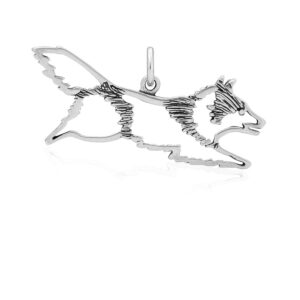 Sterling Silver Shetland Sheepdog Pendant Sheltie Mom Jewelry and Gifts - Jumping